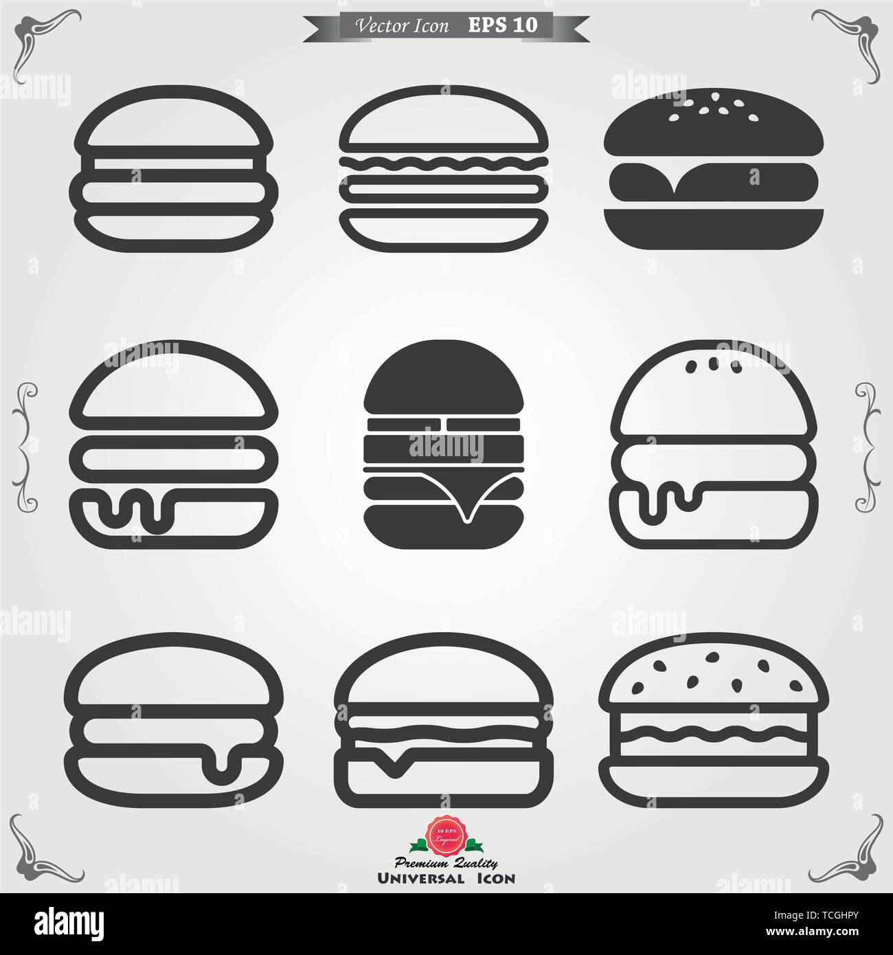Burger icon. Vector of fast food set for UI and UX, website or mobile ...