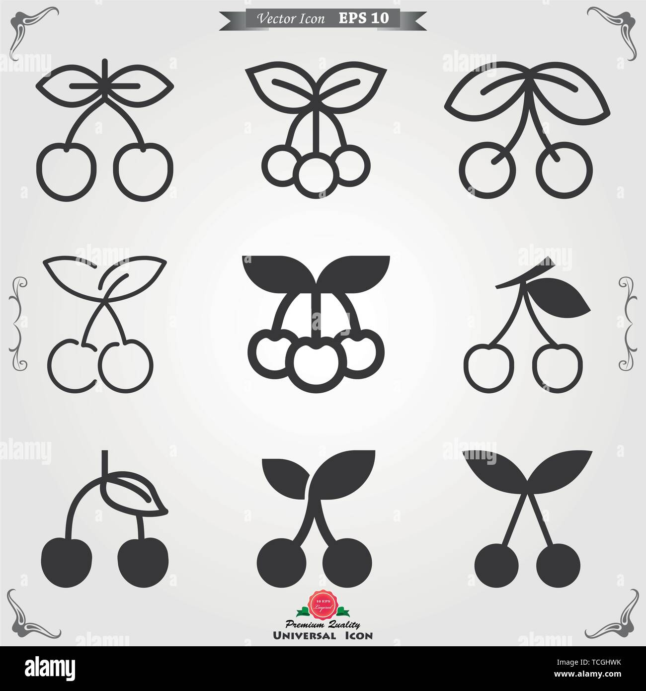 Cherry icon, vector fruit illustration, sweet cherries Stock Vector ...