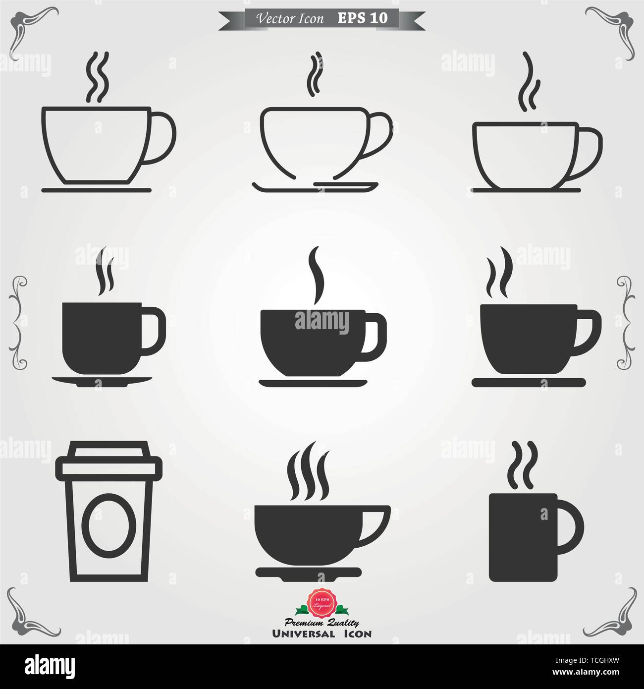 Coffee cup vector icon. Coffee drink symbol stock web illustration ...