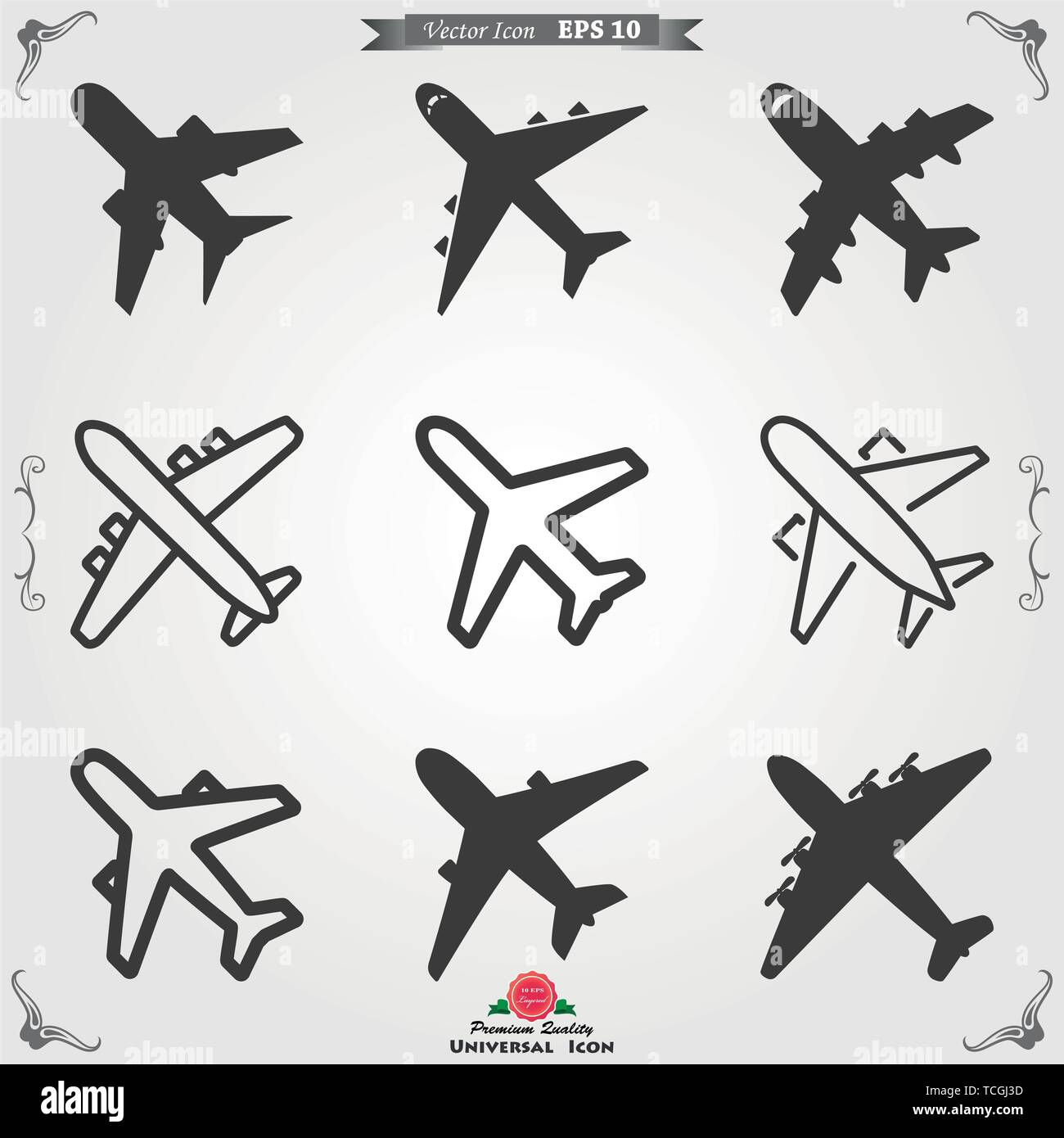Plane icon on white background, Airplane icon vector. Flat icon ...