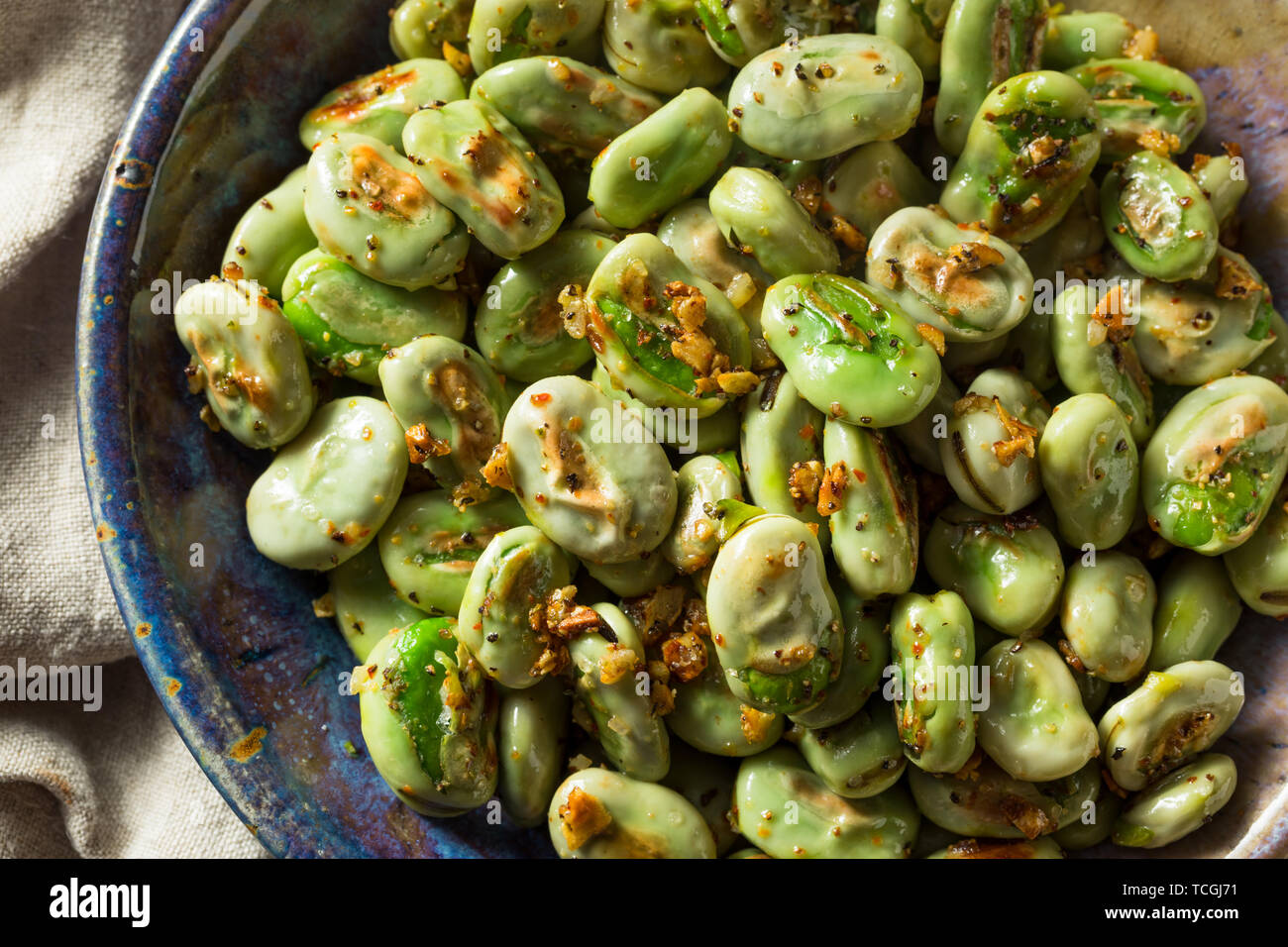 Homemade Garlic Sauteed Fava Beans Ready to Eat Stock Photo - Alamy