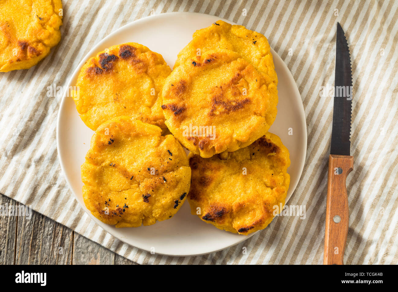 Homemade Corn Meal Arepas Ready to Eat Stock Photo - Alamy
