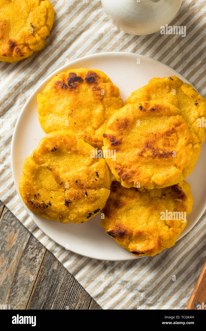 Homemade Corn Meal Arepas Ready to Eat Stock Photo - Alamy