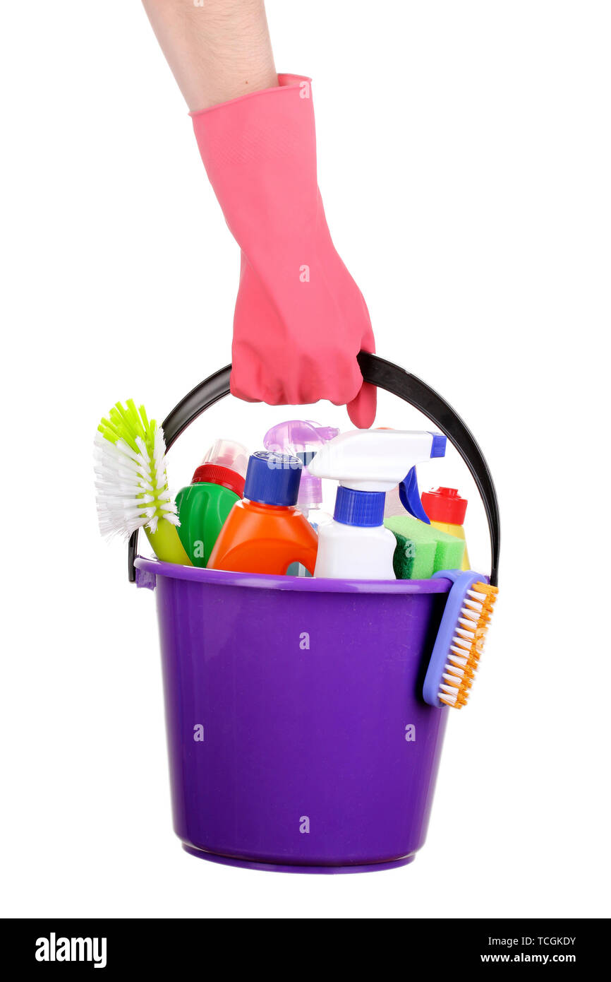 Household cleaning items in Cut Out Stock Images & Pictures - Alamy