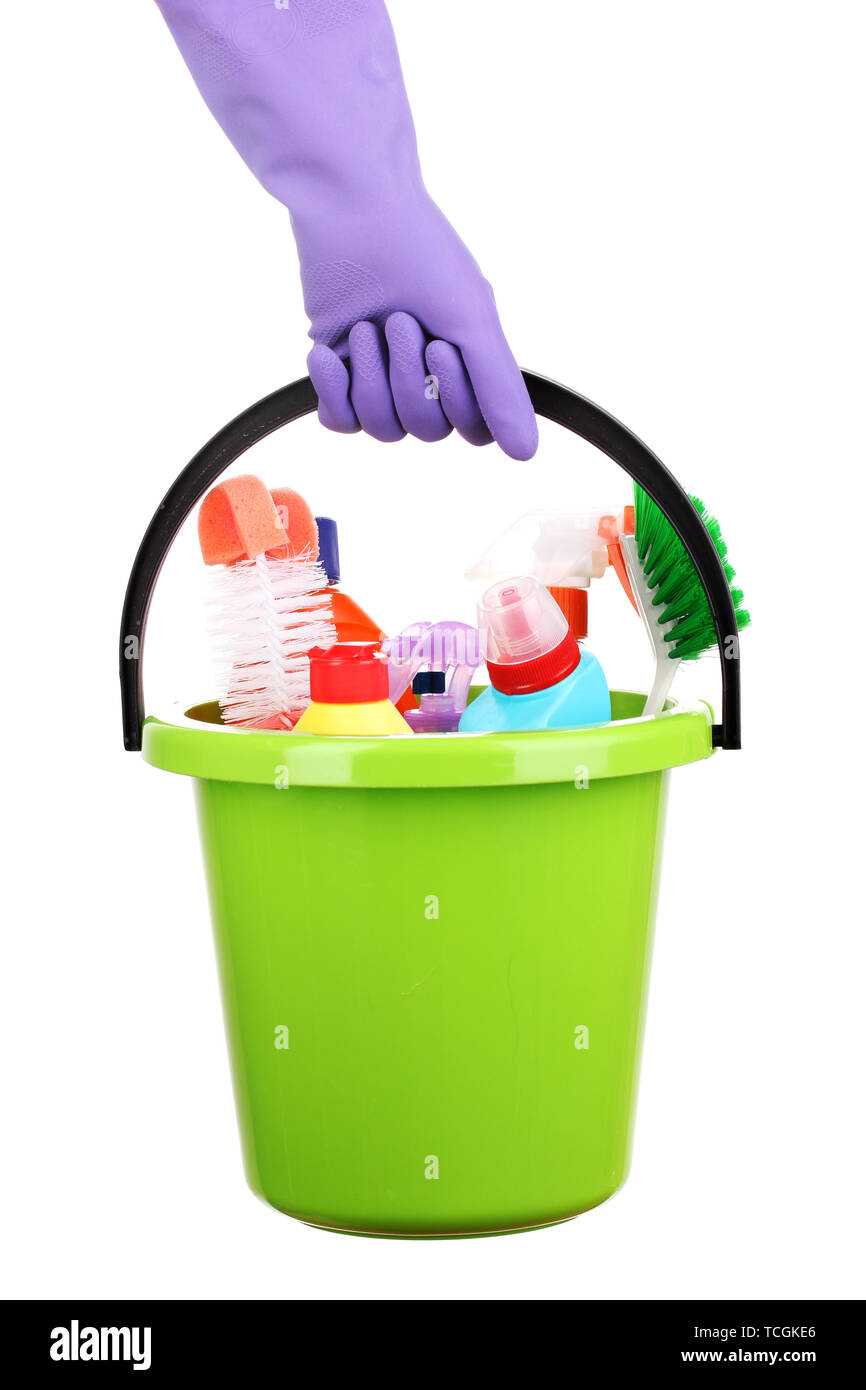 Cleaning items in bucket Cut Out Stock Images & Pictures - Alamy