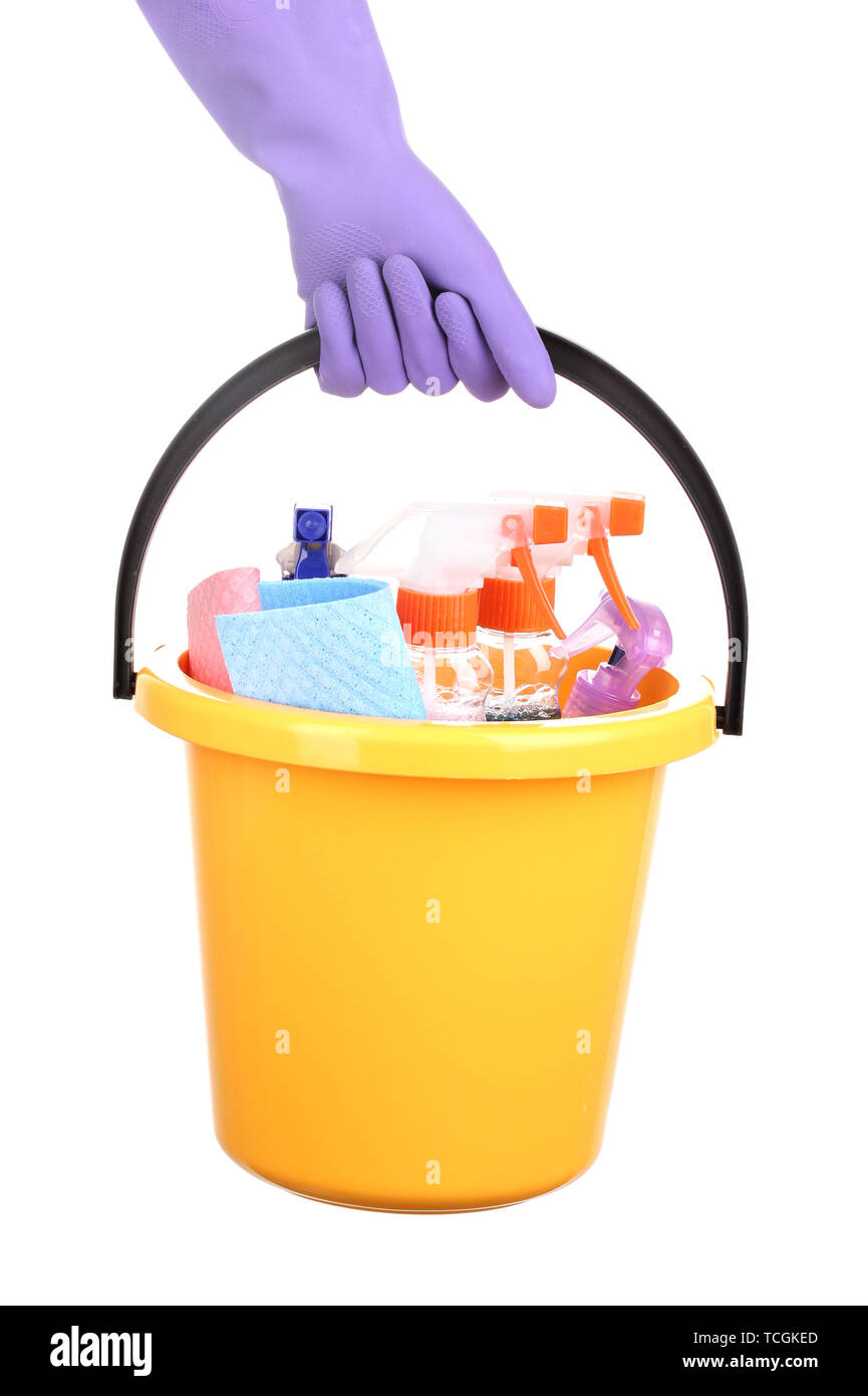 Cleaning items in bucket Cut Out Stock Images & Pictures - Alamy