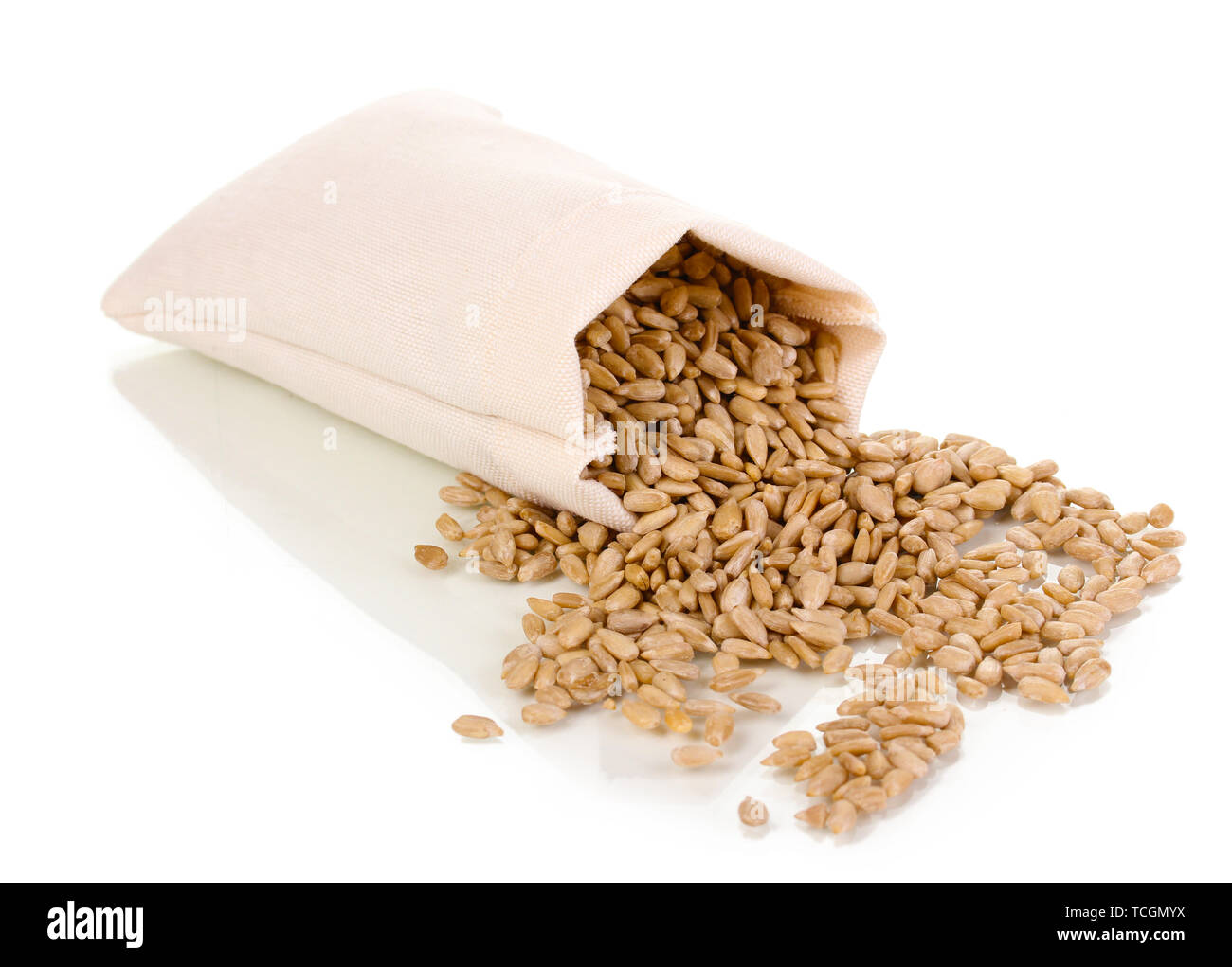 Cloth bag of sunflower seeds isolated on white Stock Photo - Alamy