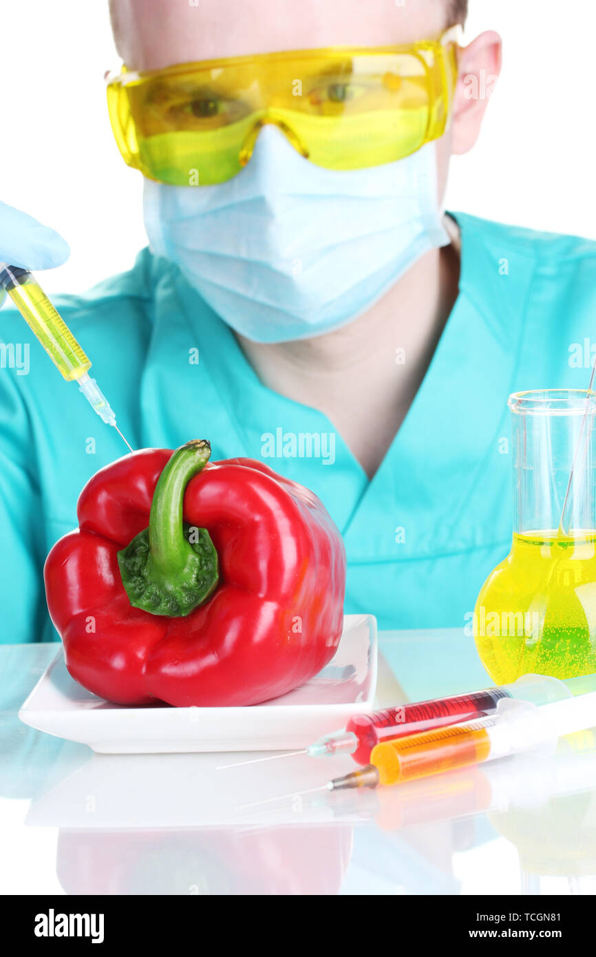 Scientist injecting GMO into the pepper Stock Photo - Alamy