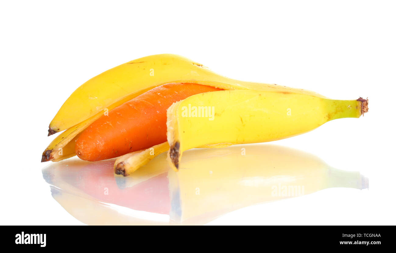 Genetically modified vegetables and fruits isolated on white Stock ...