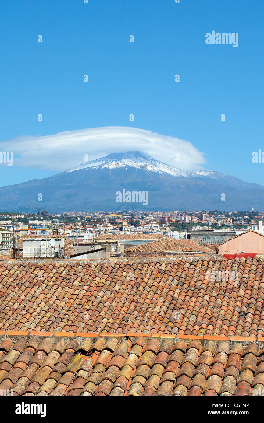 Vertical photography capturing beautiful cityscape of Catania, Sicily ...