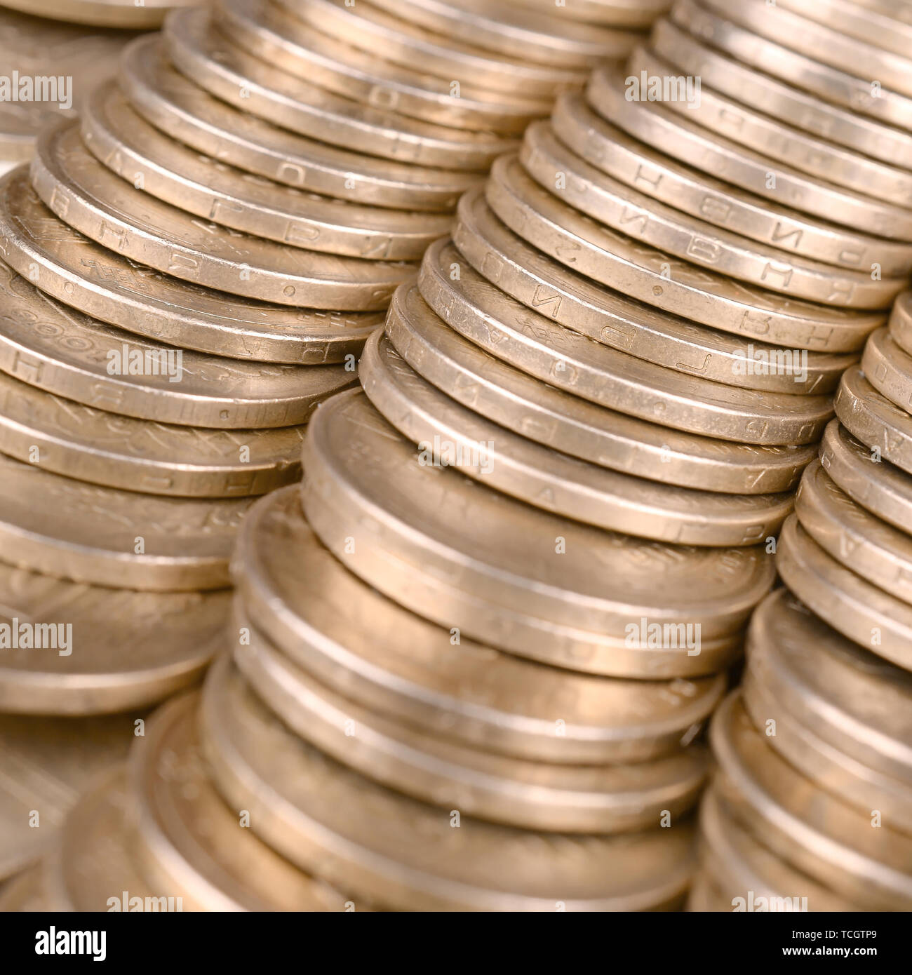Large pile of big golden coins. Financial success money background for ...