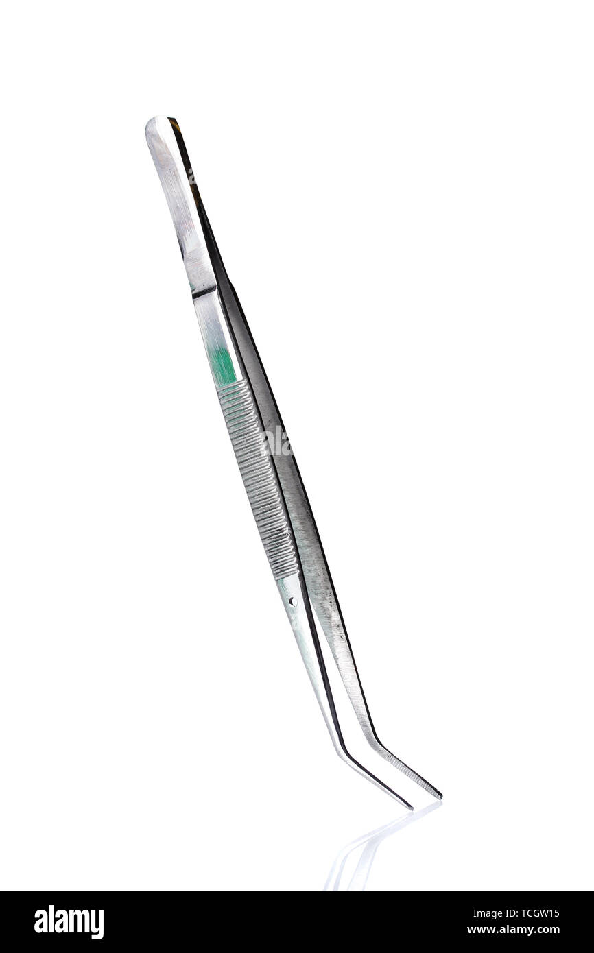 Medical tweezers isolated on white Stock Photo - Alamy