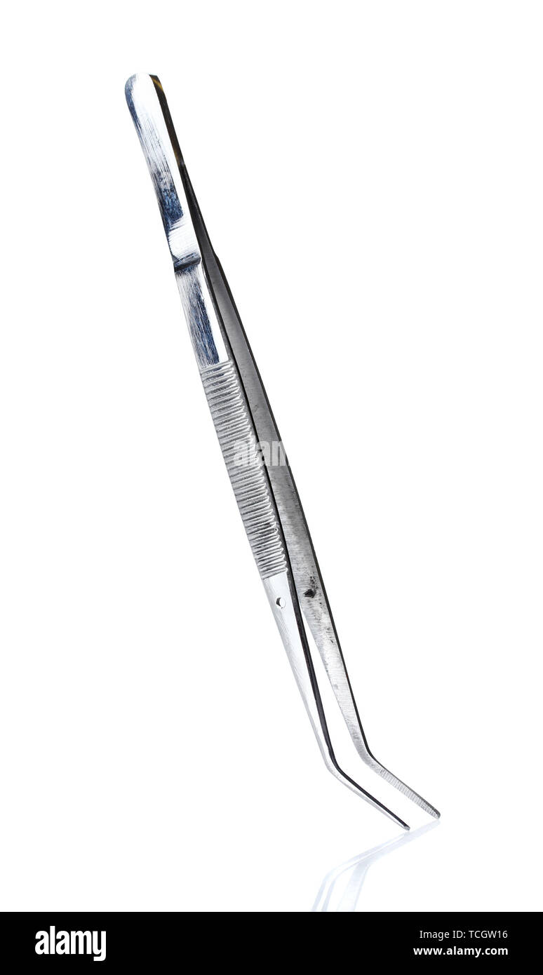 Medical tweezers isolated on white Stock Photo - Alamy