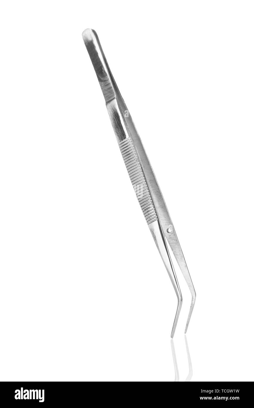 Medical tweezers isolated on white Stock Photo - Alamy