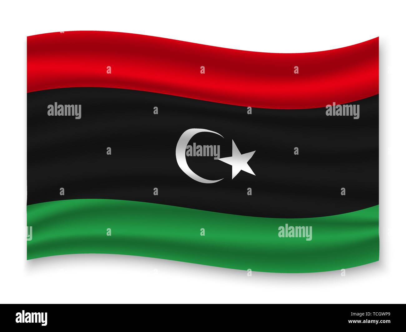 3D Waving Flag of Libya . Template for your design Stock Vector Image ...