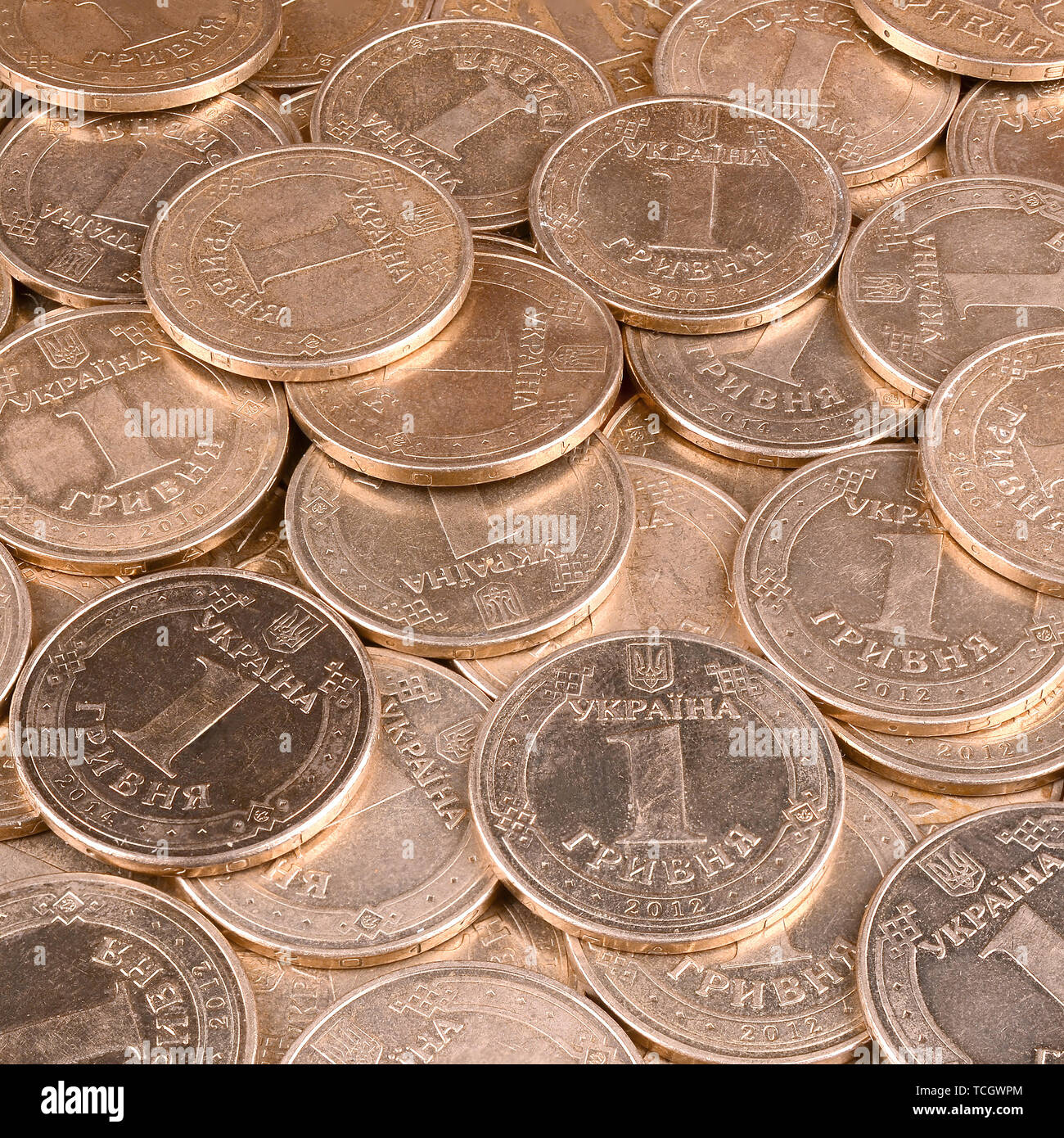 Large pile of big golden coins. Financial success money background for ...