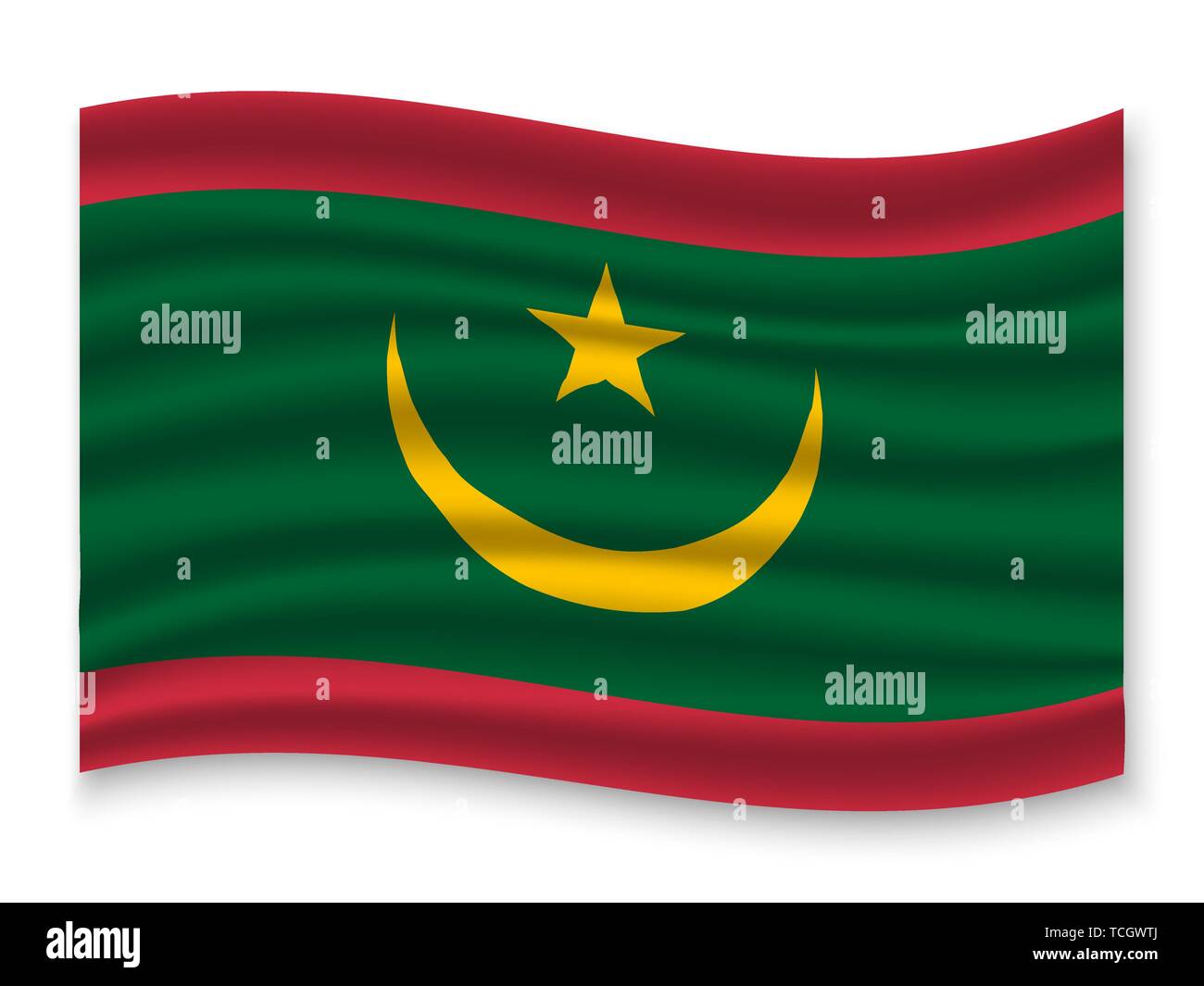 3d Waving Flag Of Mauritania Template For Your Design Stock Vector