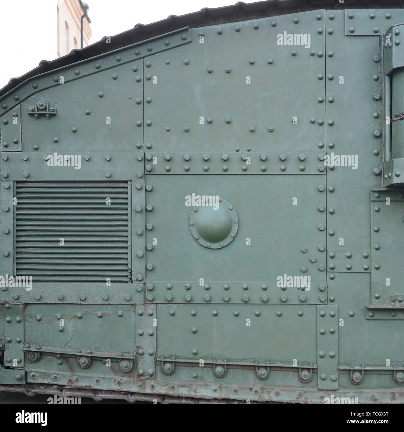 Abstract green industrial metal textured background with rivets and ...
