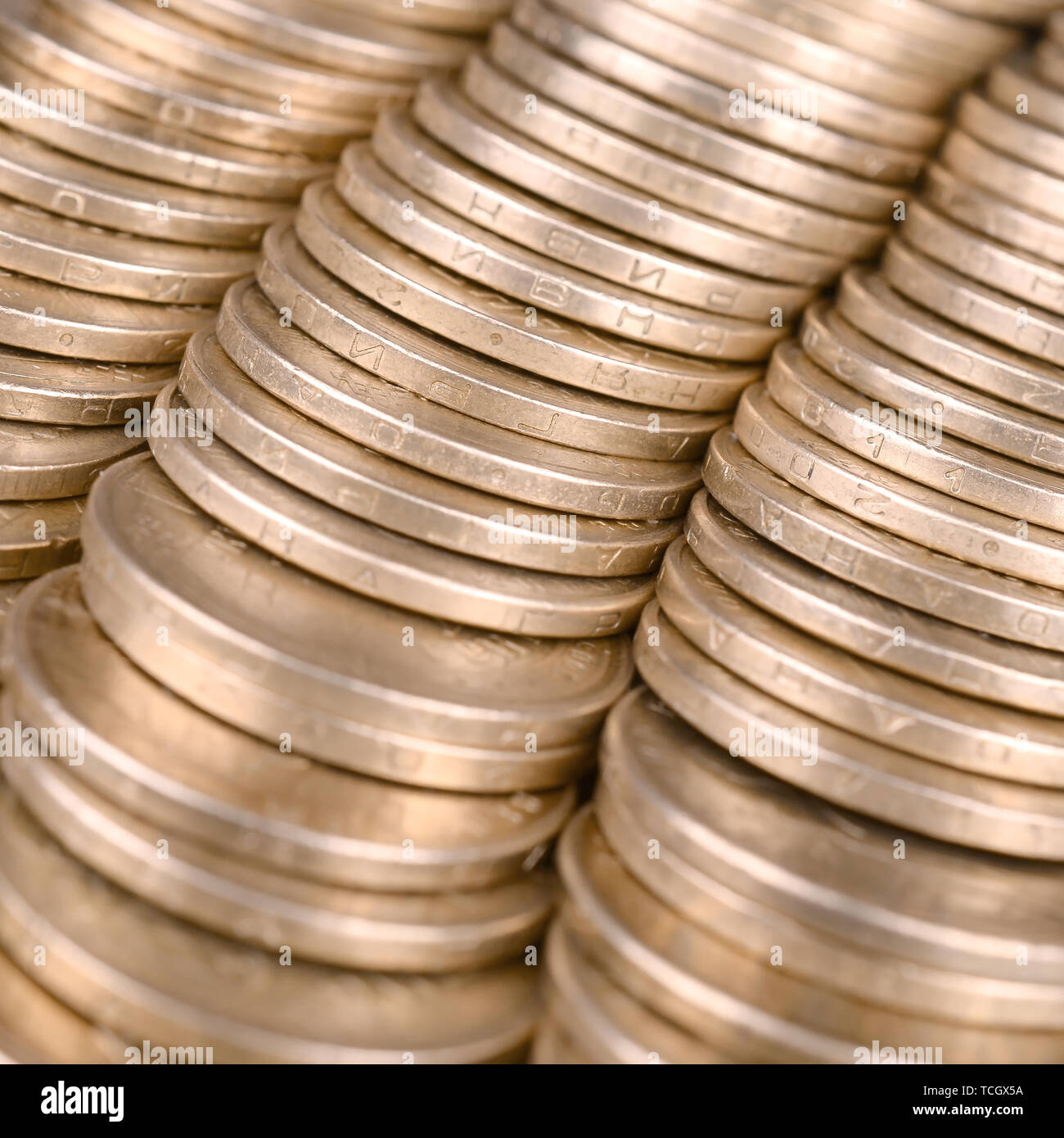 Large pile of big golden coins. Financial success money background for ...