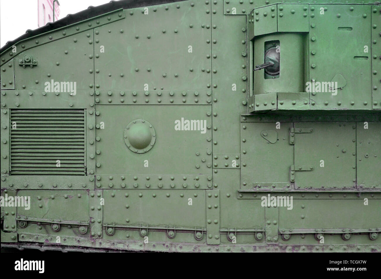 Abstract green industrial metal textured background with rivets and ...