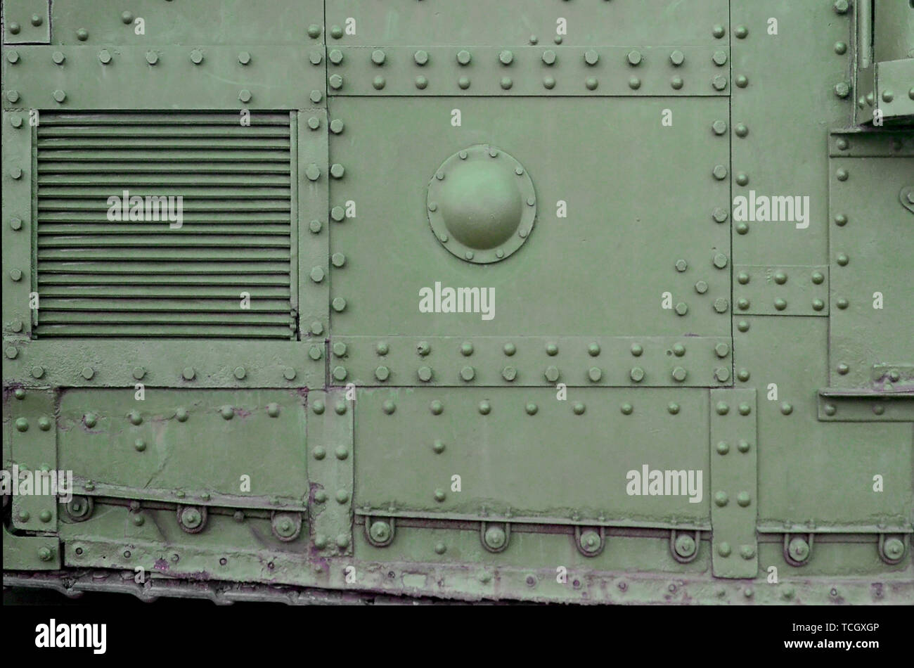 Texture of tank side wall, made of metal and reinforced with a ...