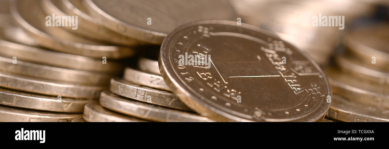 Large pile of big golden coins. Financial success money background for ...