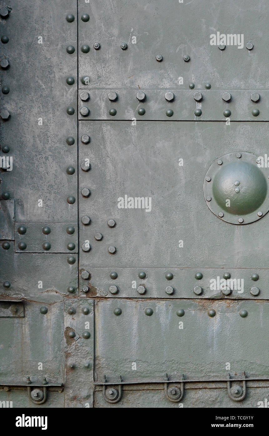 Texture of tank side wall, made of metal and reinforced with a ...