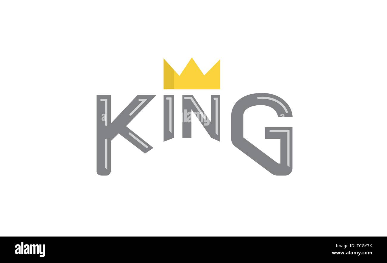 King Typography Gold Crown Text Logo Design Symbol Illustration Stock ...