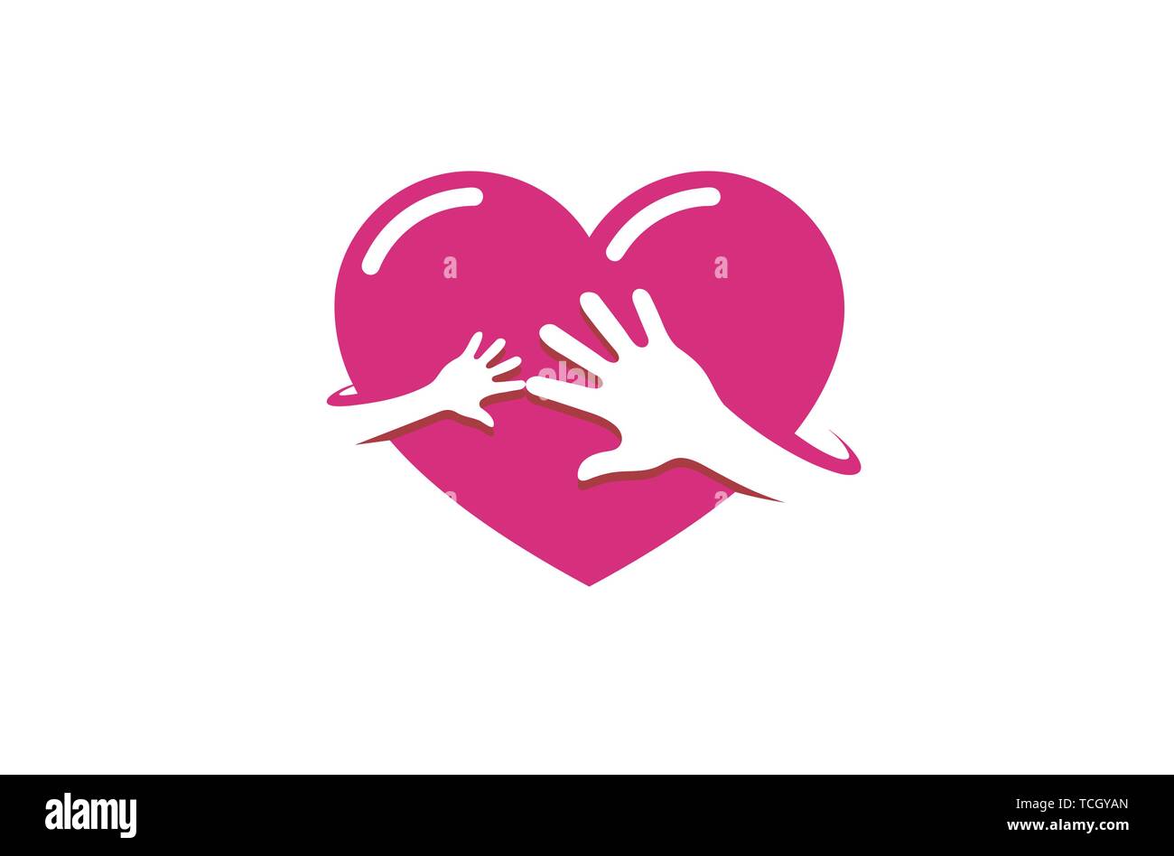 Creative Two Hands Red Heart Logo Design Symbol Illustration Stock ...