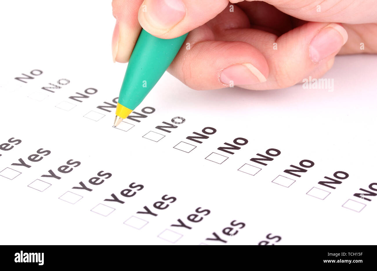 Responding to test questions close-up Stock Photo - Alamy