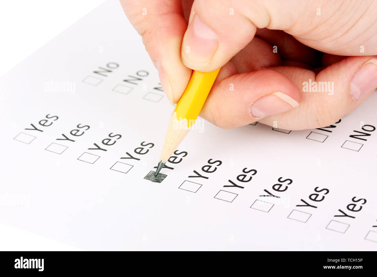 Responding to test questions close-up Stock Photo - Alamy