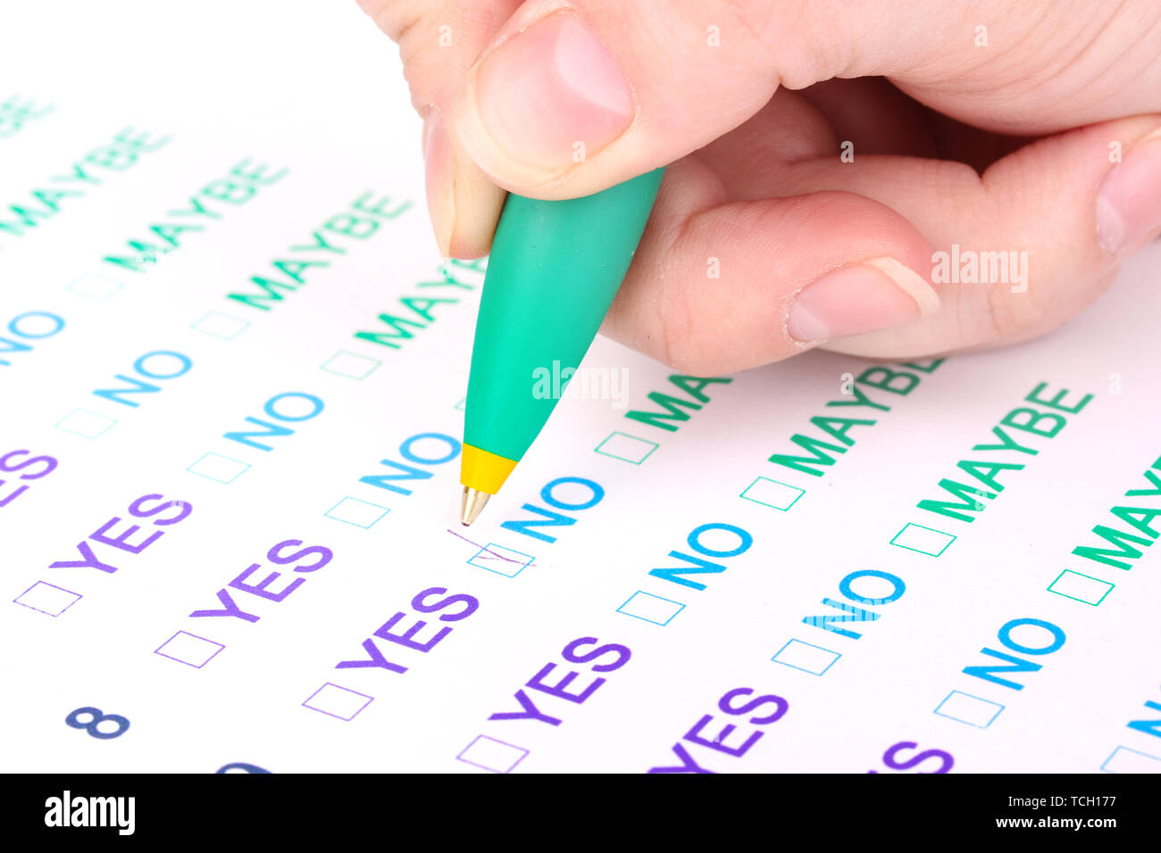 Responding to test questions close-up Stock Photo - Alamy