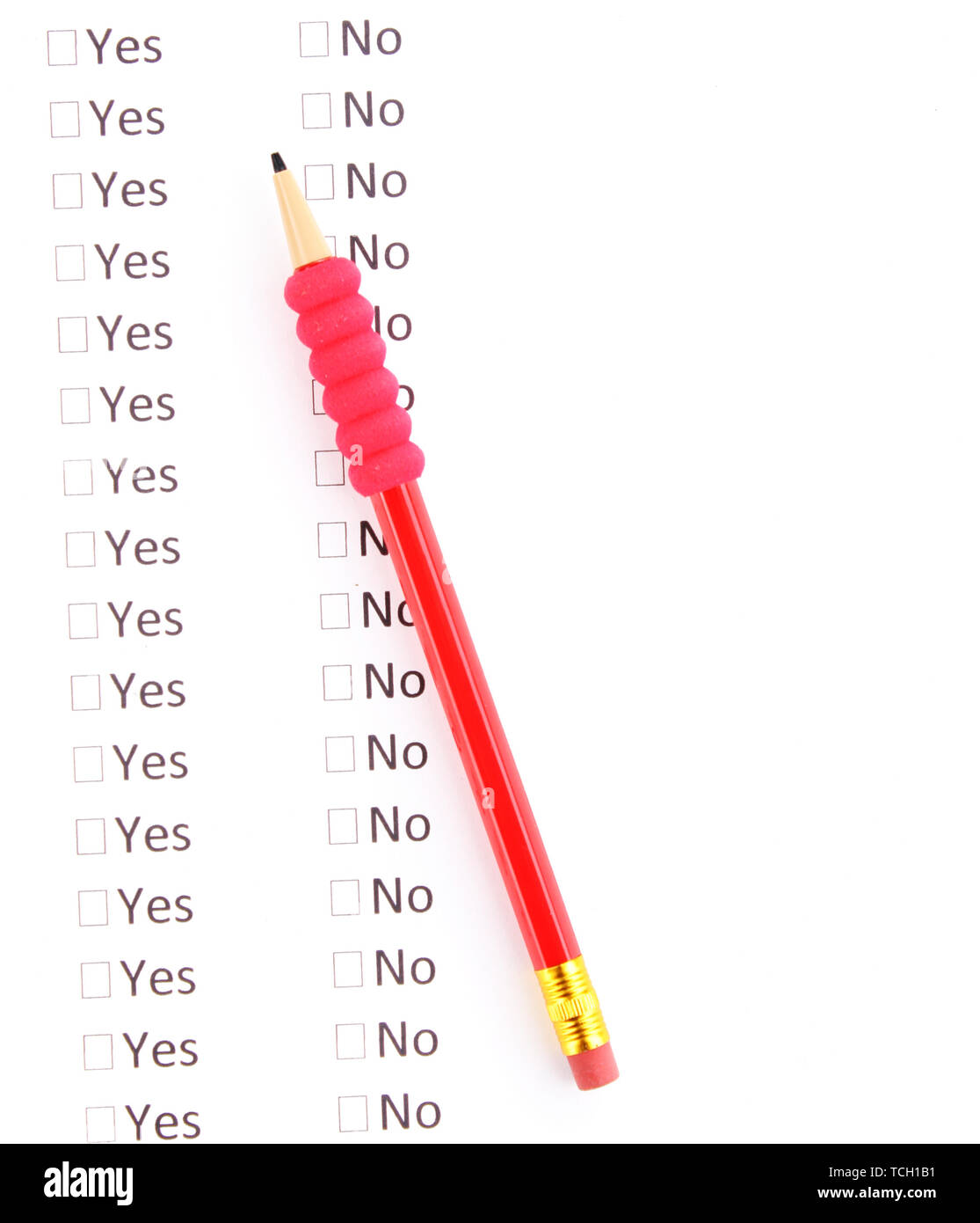 Yes or no cheklist close-up Stock Photo - Alamy