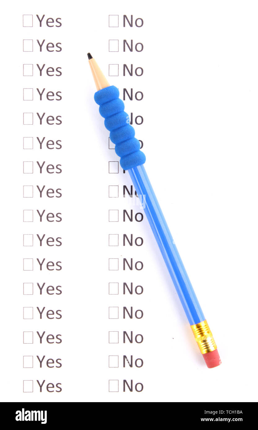 Yes or no cheklist close-up Stock Photo - Alamy
