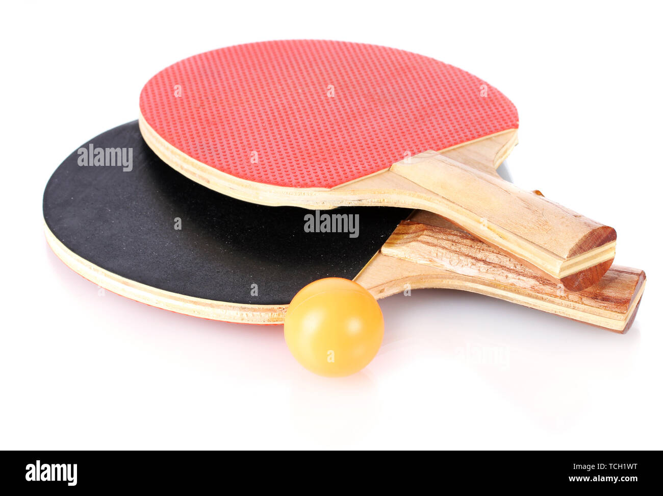 ping-pong rackets and ball, isolated on white Stock Photo - Alamy
