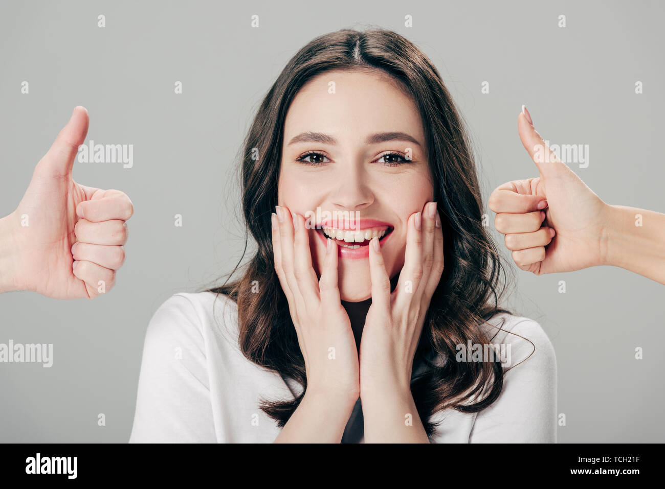 Cropped shot people showing thumbs hi-res stock photography and images ...