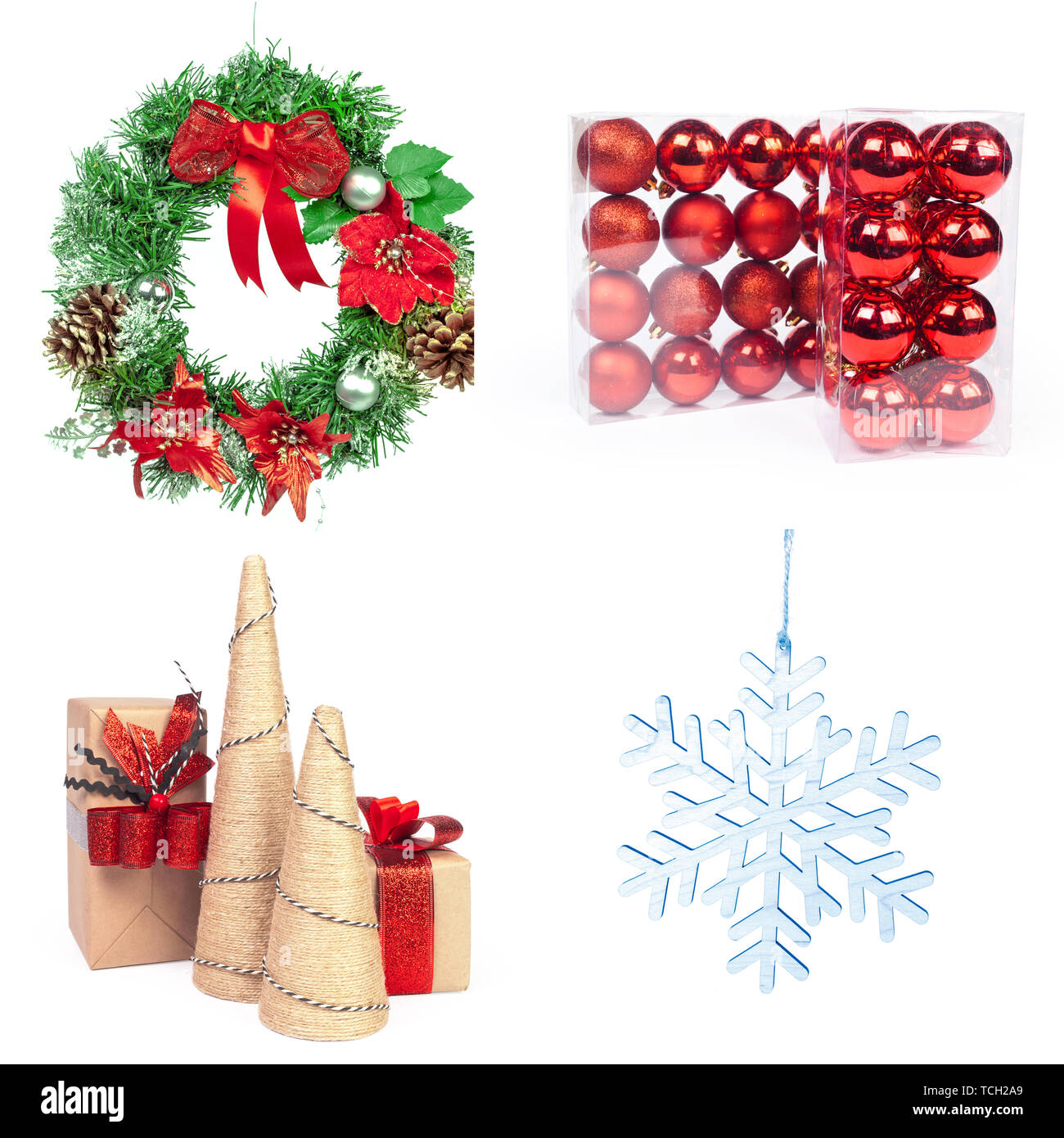 Group of Christmas objects isolated on white background Stock Photo - Alamy