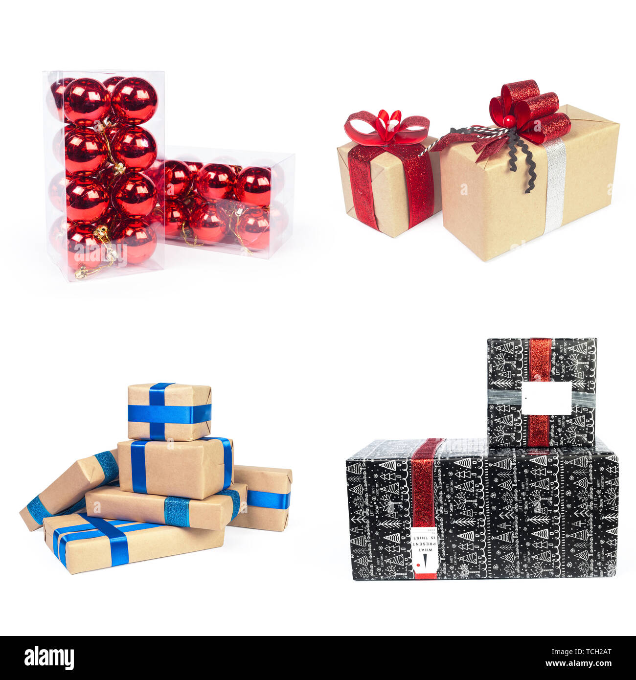 Group of Christmas objects isolated on white background Stock Photo - Alamy