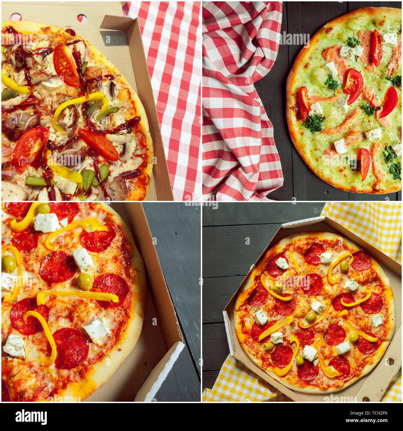 collage of various pizza Stock Photo - Alamy
