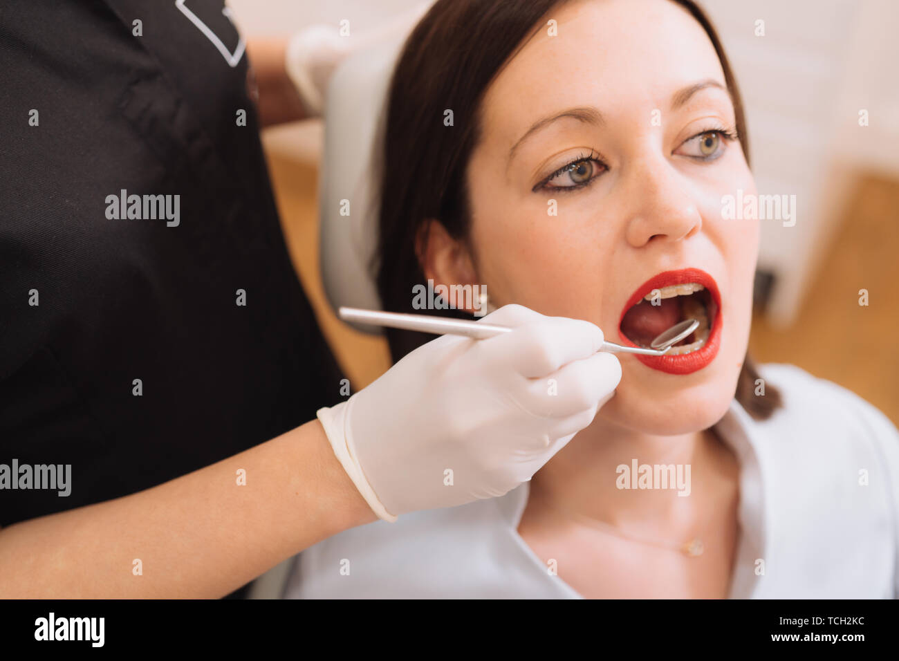 Woman lips mouth teeth smile attractive hi-res stock photography and ...