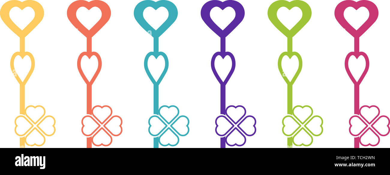 Colored key icon in the shape of an abstract heart Stock Photo - Alamy