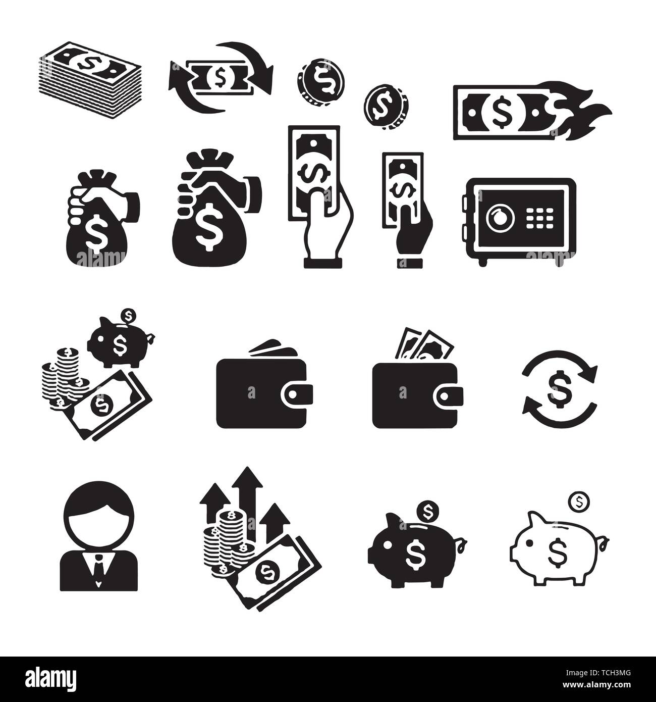 Money and payment icons. Cash, Wallet and Coins. Account cashback ...