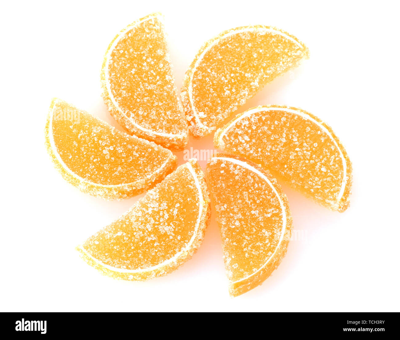 orange jelly candies isolated on white Stock Photo - Alamy