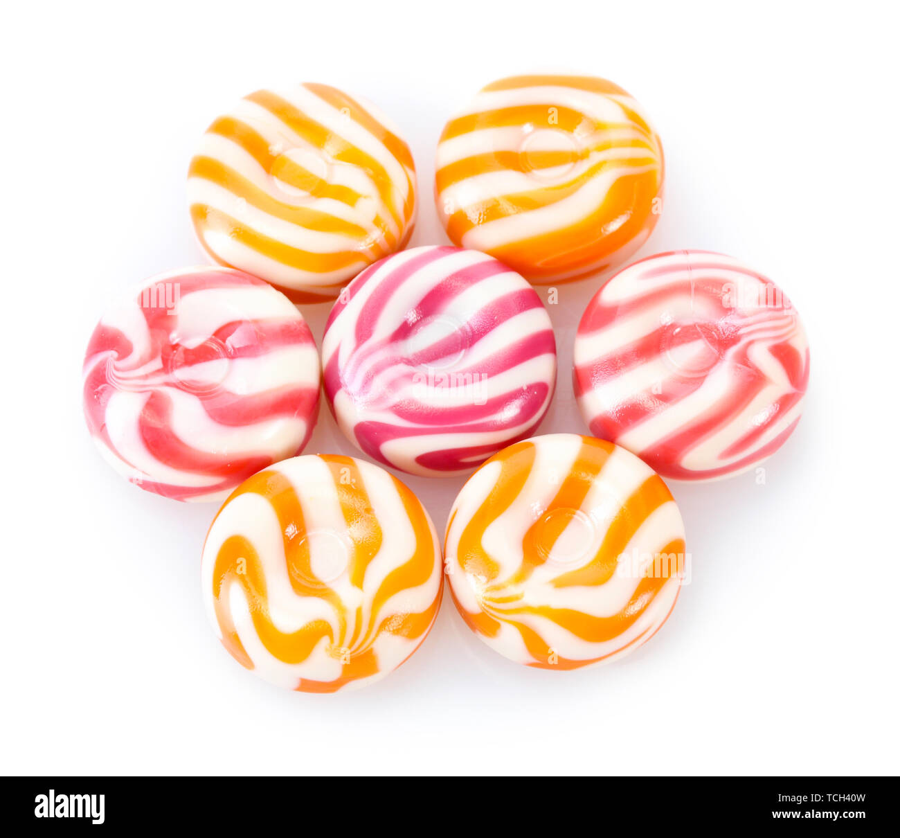 striped fruit candies isolated on white Stock Photo - Alamy