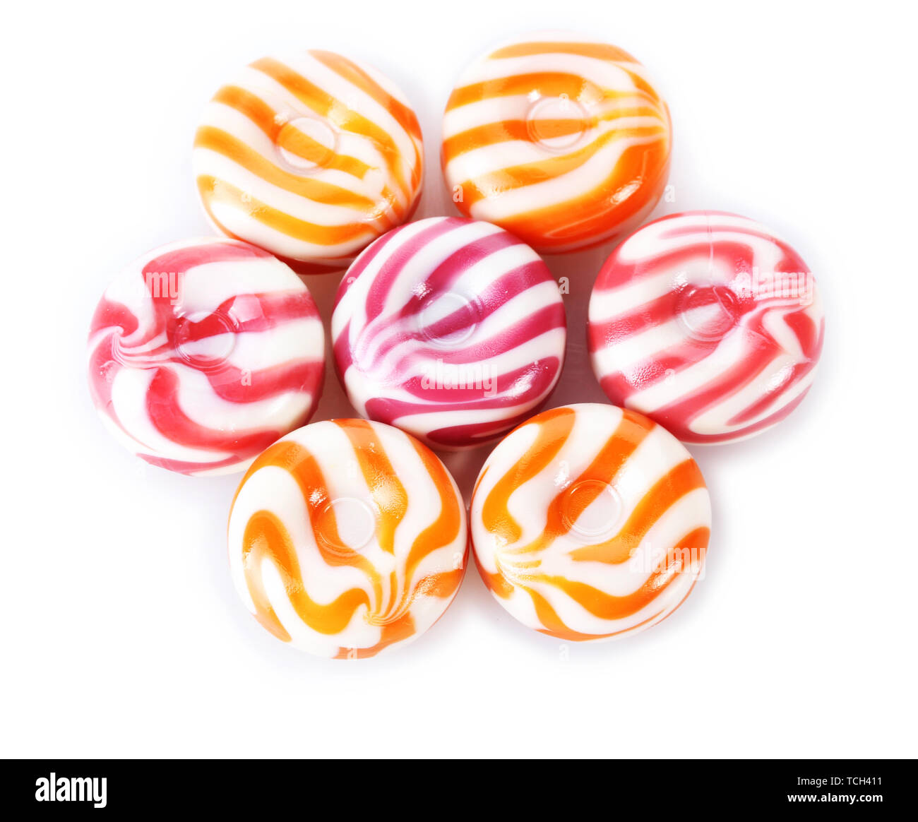 striped fruit candies isolated on white Stock Photo - Alamy