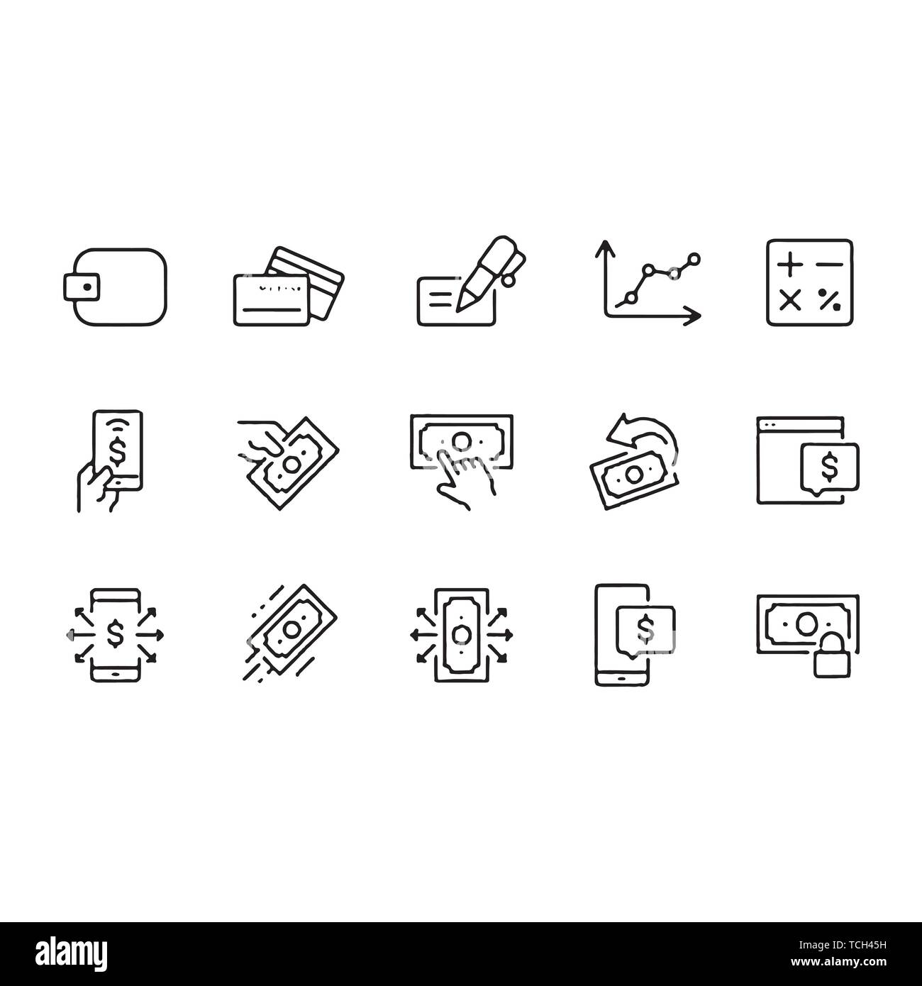 Money and payment icons. Cash, Wallet and Coins. Account cashback ...