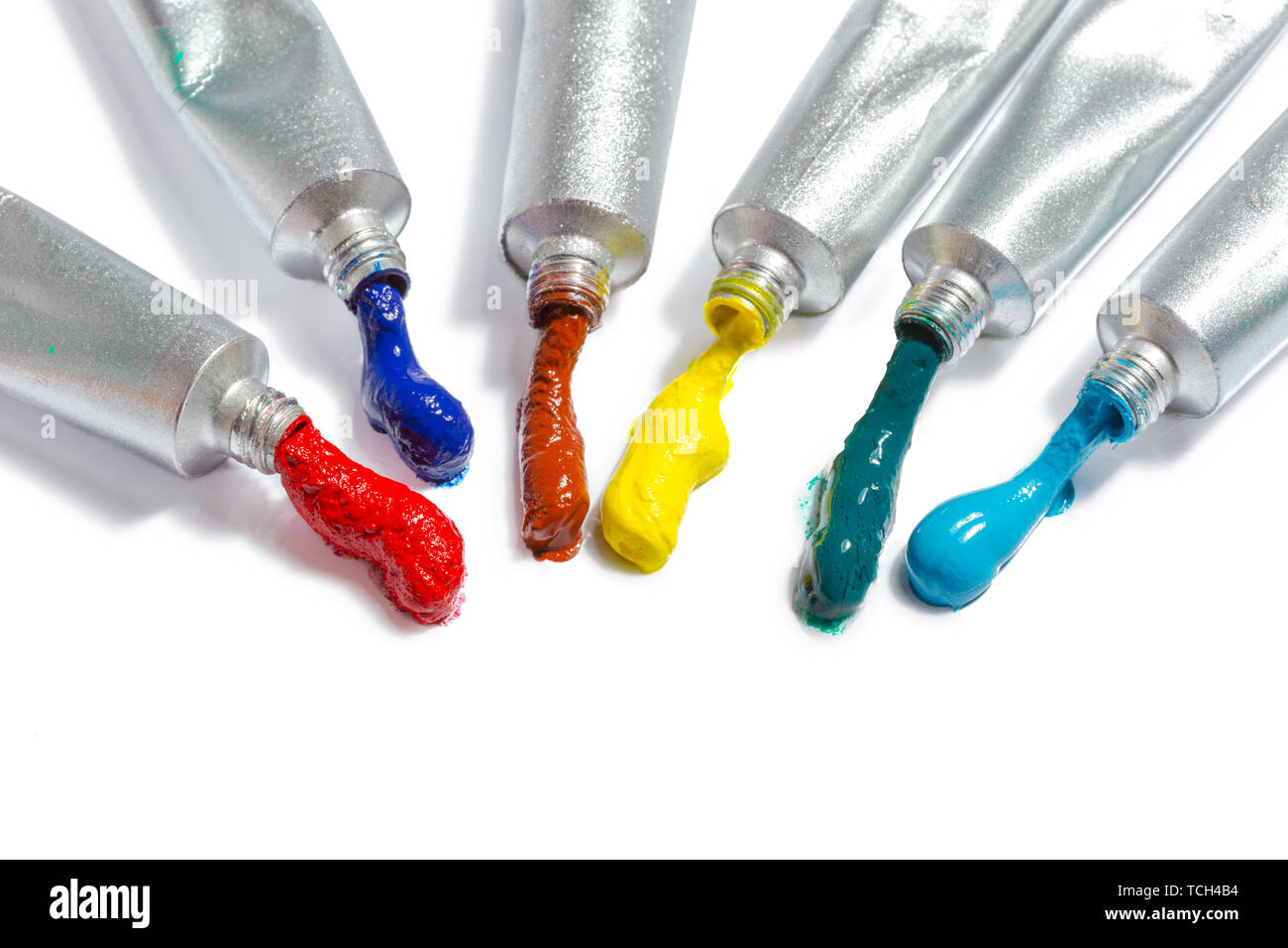 paint in tubes isolated on white Stock Photo - Alamy
