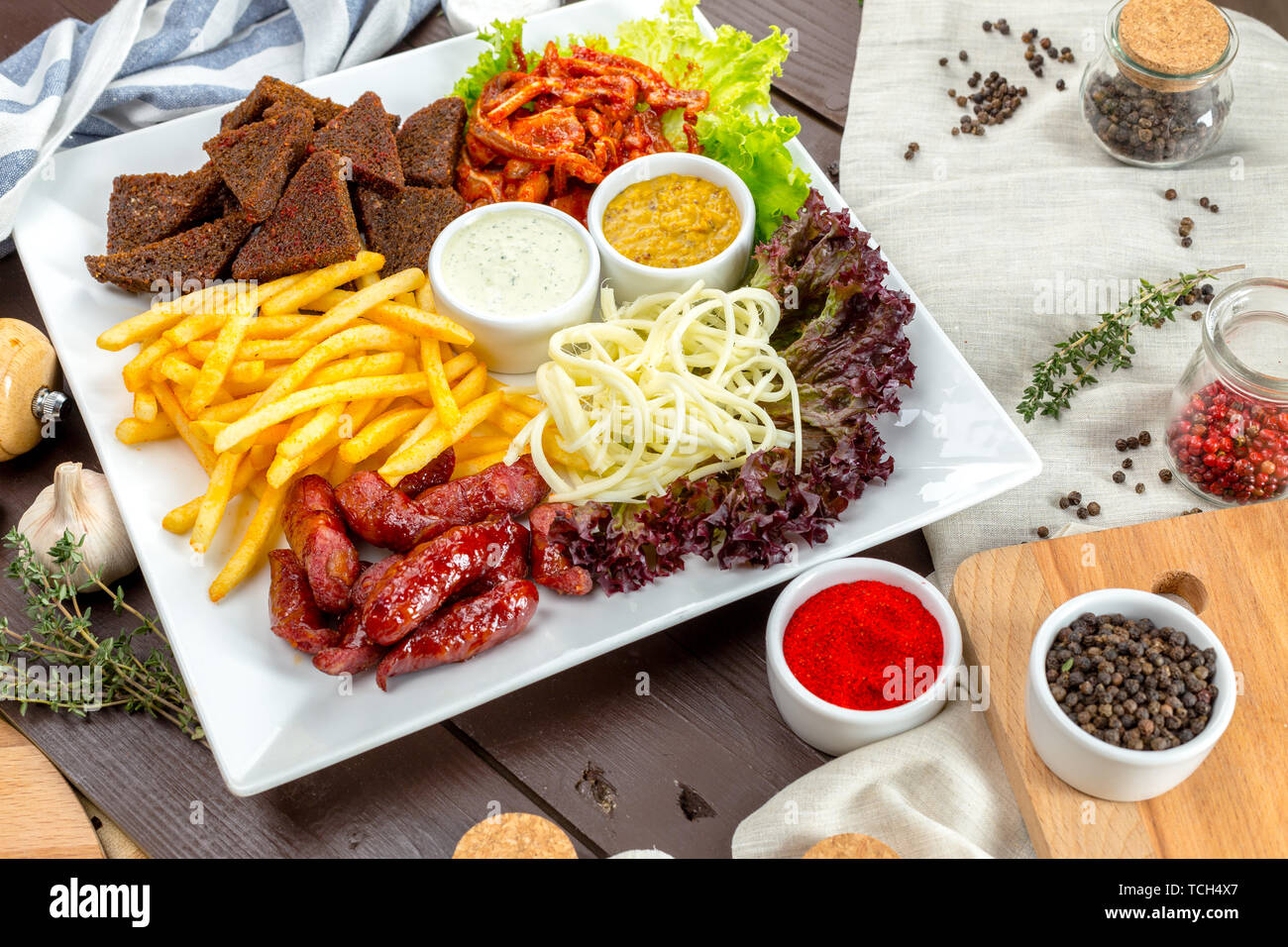 beer snacks served in the restaurant Stock Photo - Alamy