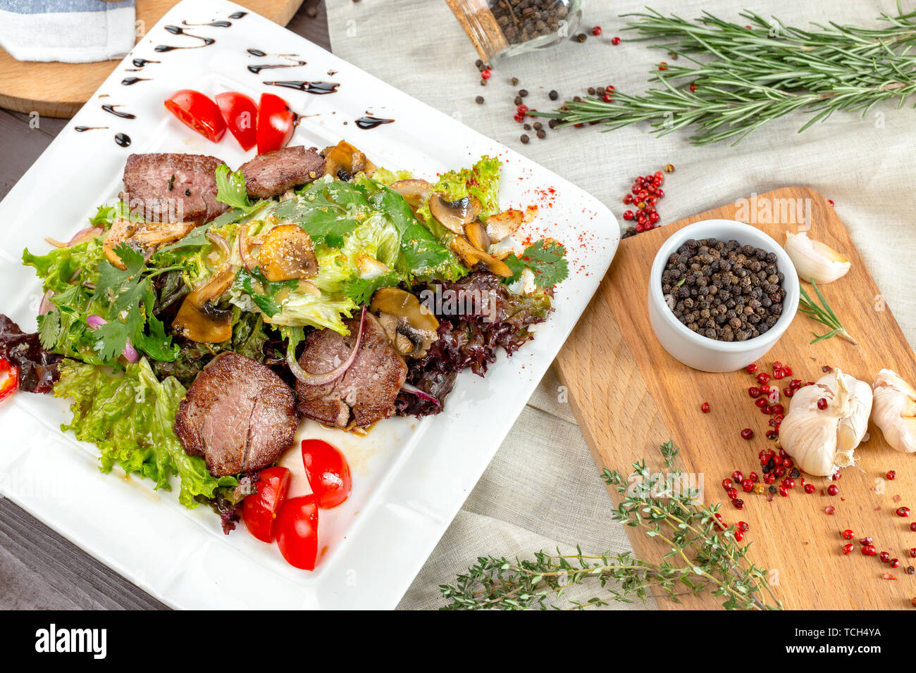 meat salad with vegetable Stock Photo - Alamy
