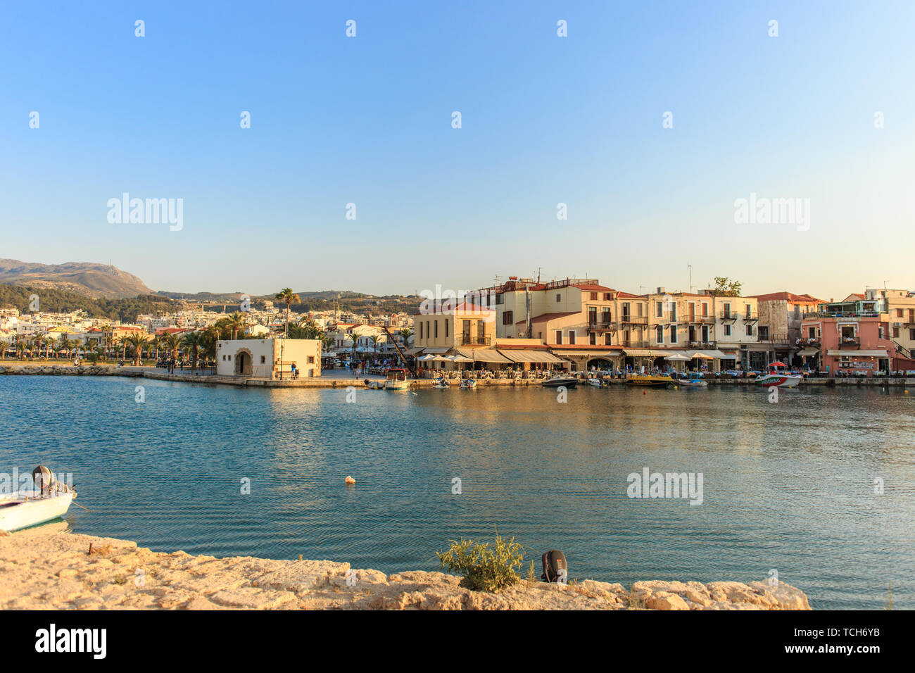 The old venetian port in Rethymno, Crete island, Greece Stock Photo - Alamy